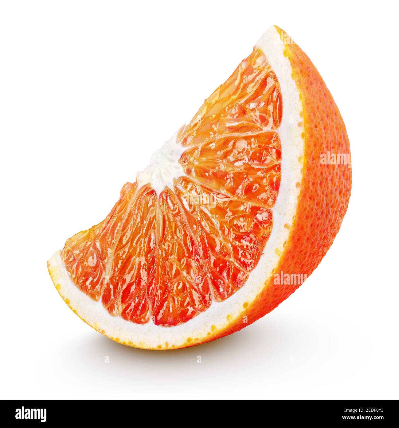 Ripe wedge of blood red orange citrus fruit isolated on white ...