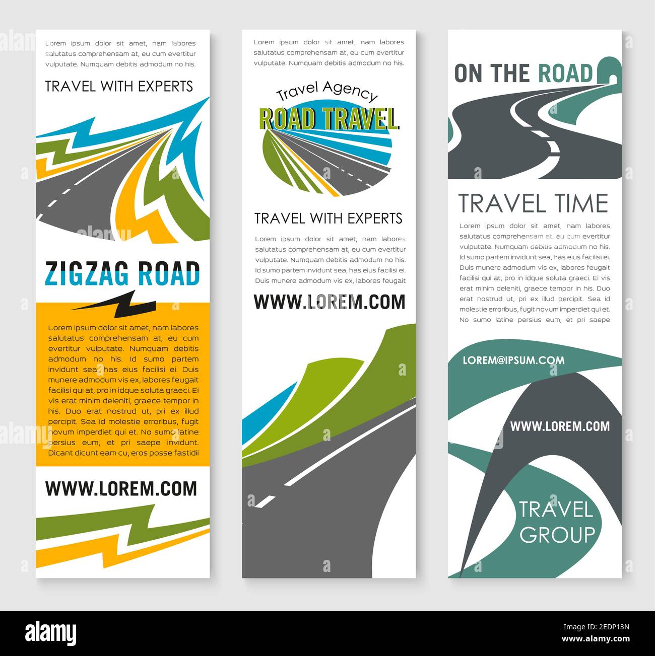 Road trip and car journey banner template set for travel agency and ...