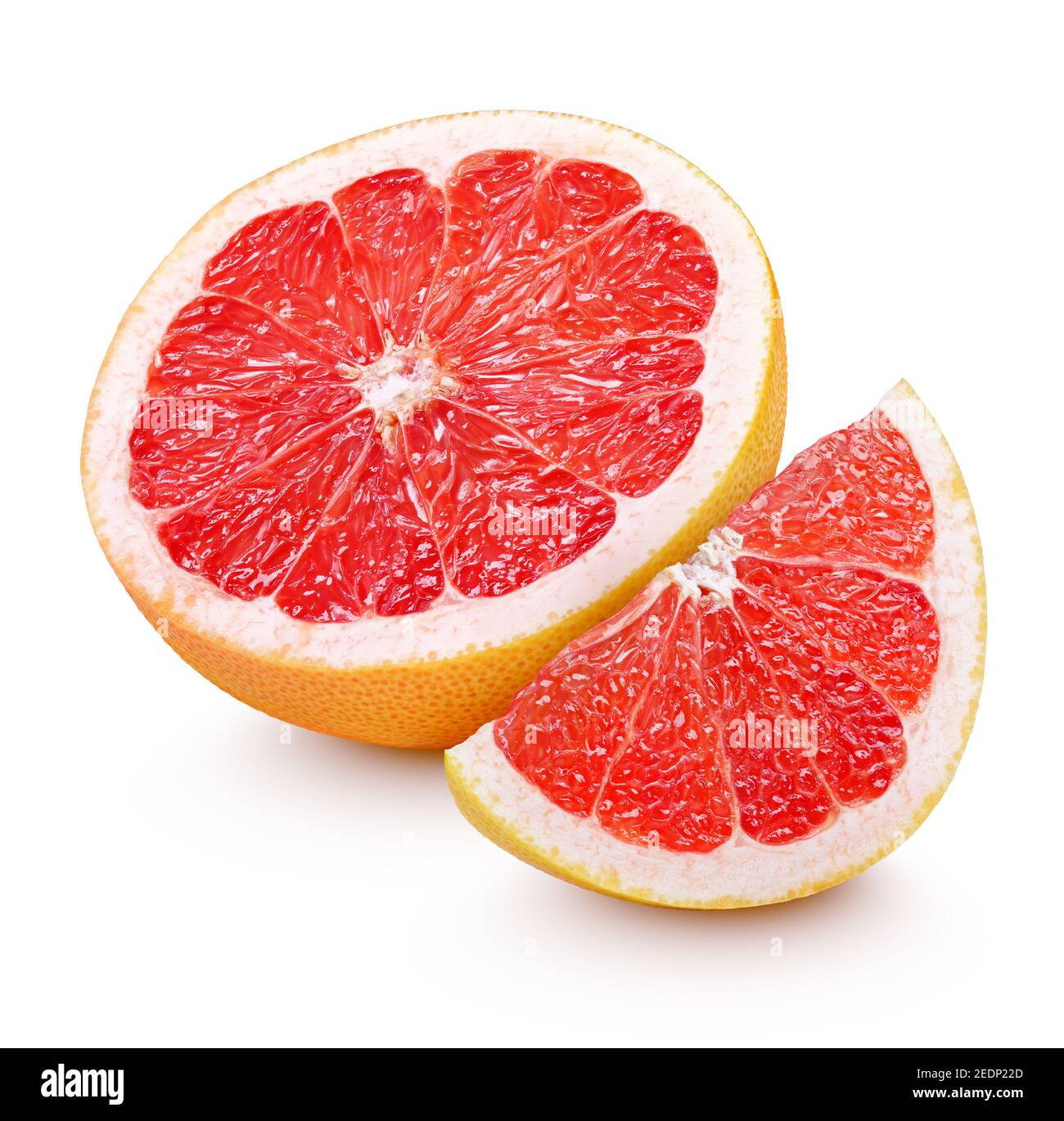 Half grapefruit citrus fruit with slice isolated on white with clipping ...