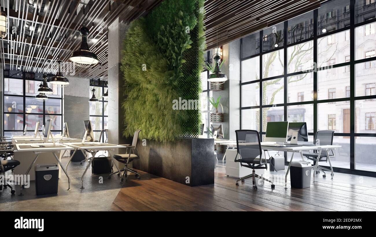 contemporary office interior. 3d rendering design concept Stock Photo ...