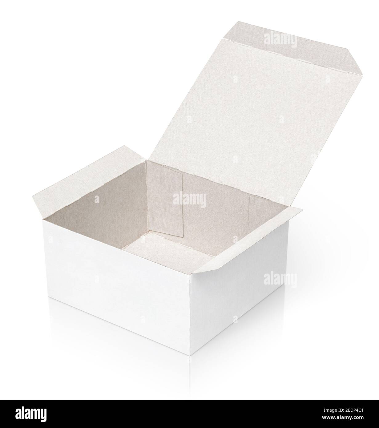 Opened empty cardboard box isolated on white background with clipping ...