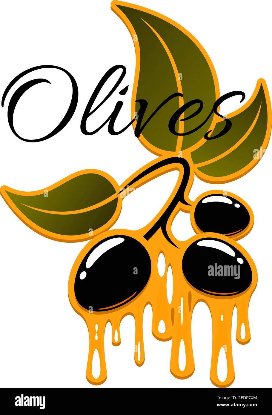 Olives icon. Black olive fruit with drops of natural organic oil and ...