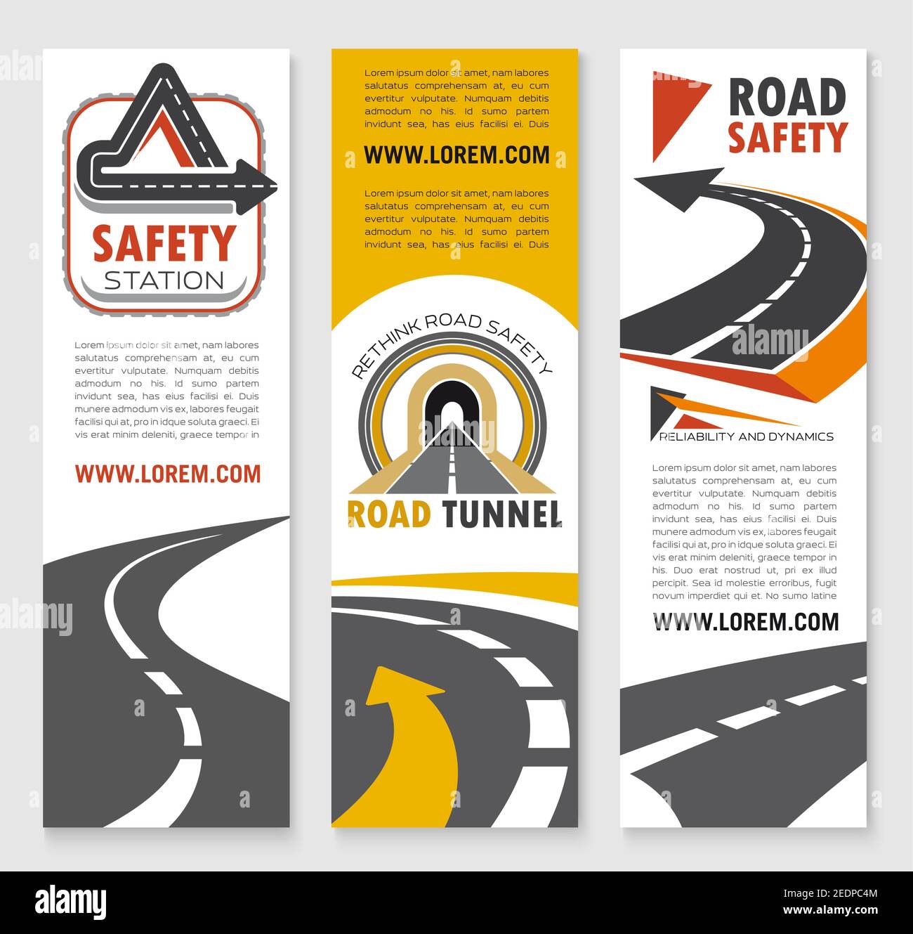 Road construction service vector banner set for safety of highways and ...