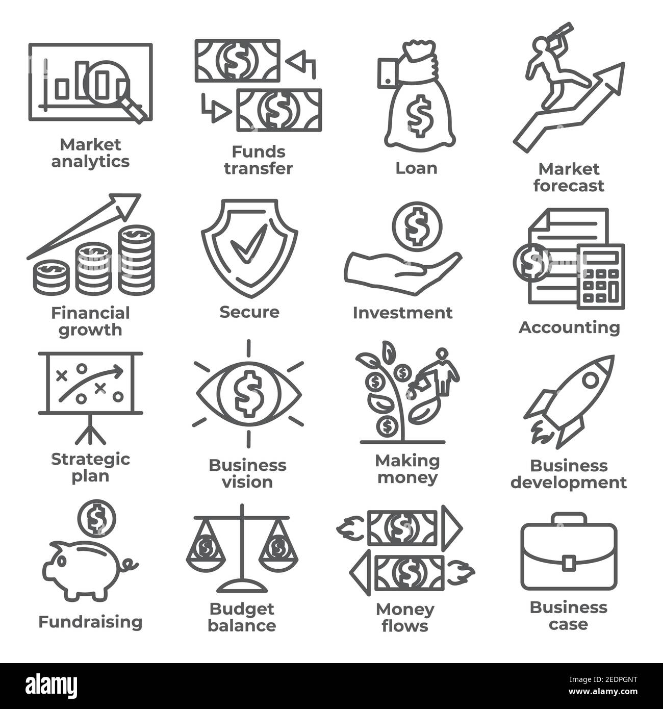 Budget and finance line icons on white background Stock Vector Image ...
