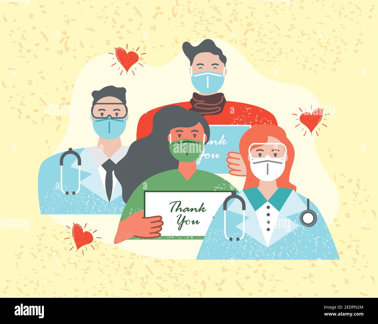 medical personnel and patient characters with word thanks you vector ...
