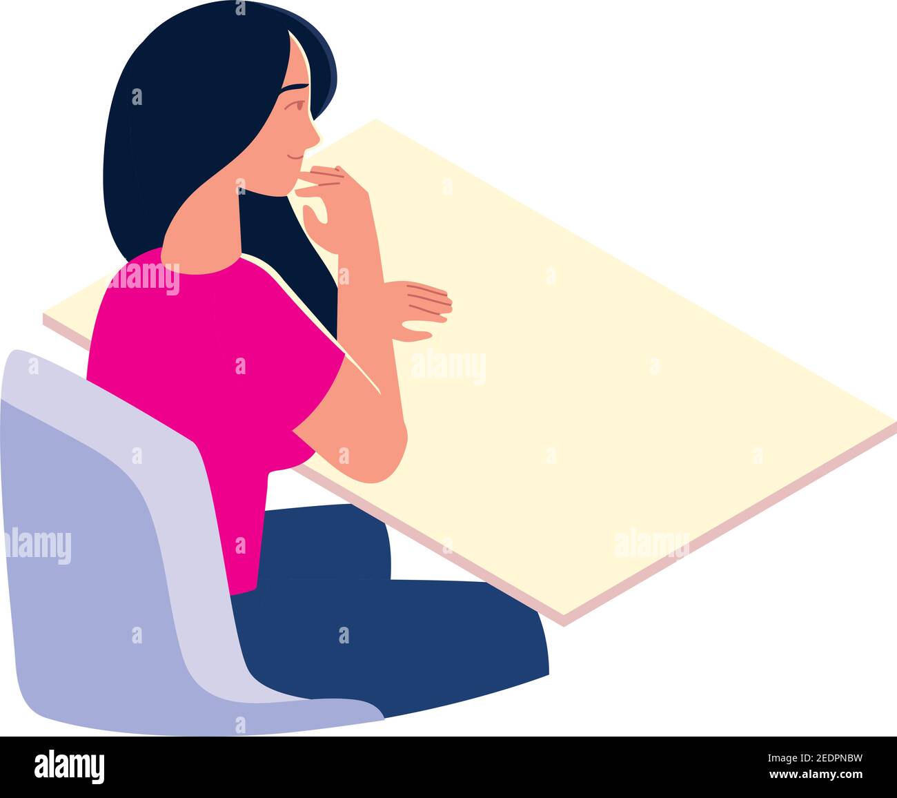 young woman working at desk office vector illustration isolated design ...