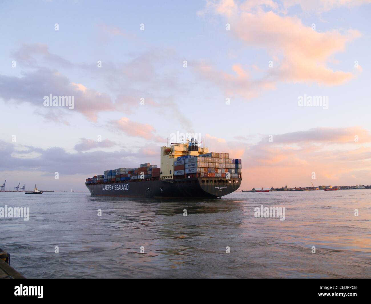 A large container ship full of containers leaves The Port of Felixstowe ...