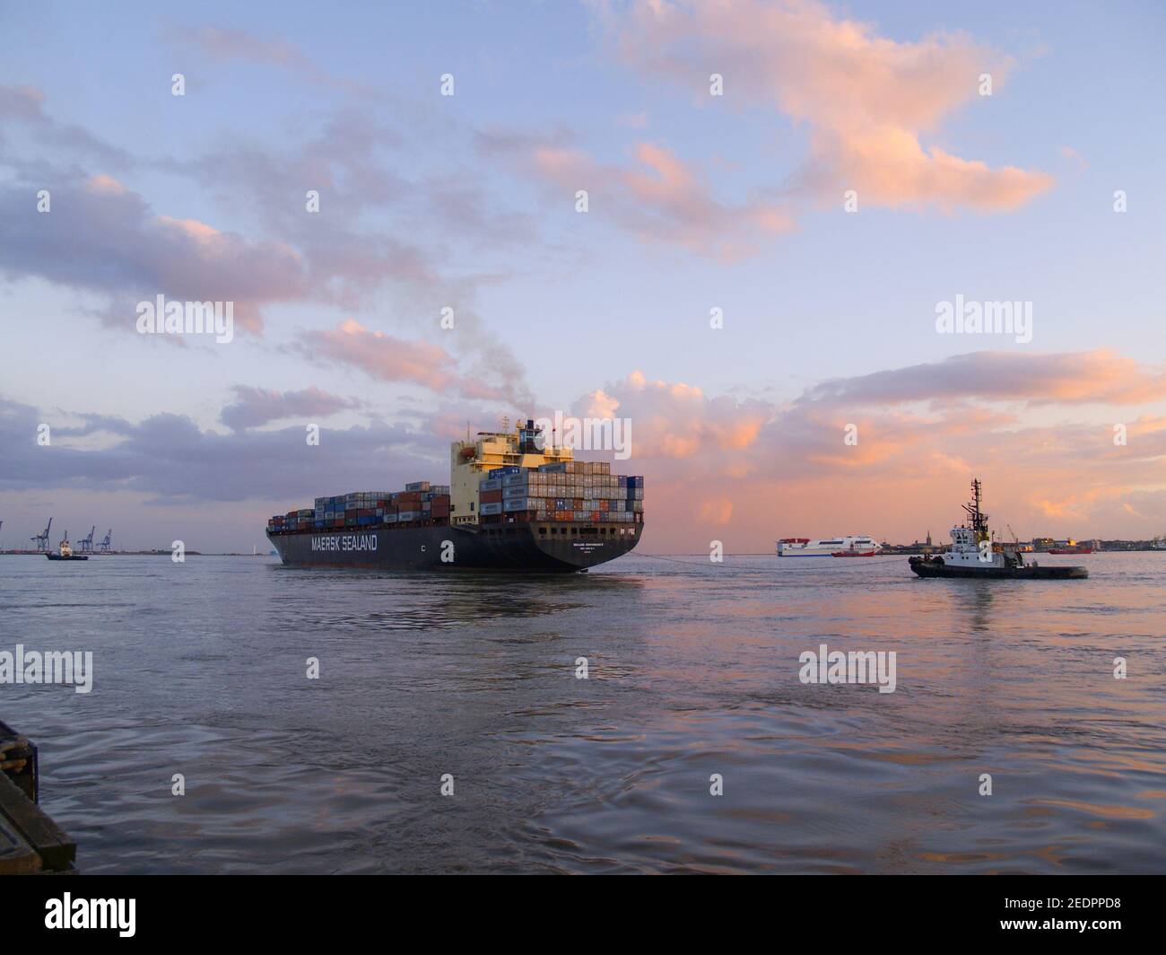 A large container ship full of containers leaves The Port of Felixstowe ...