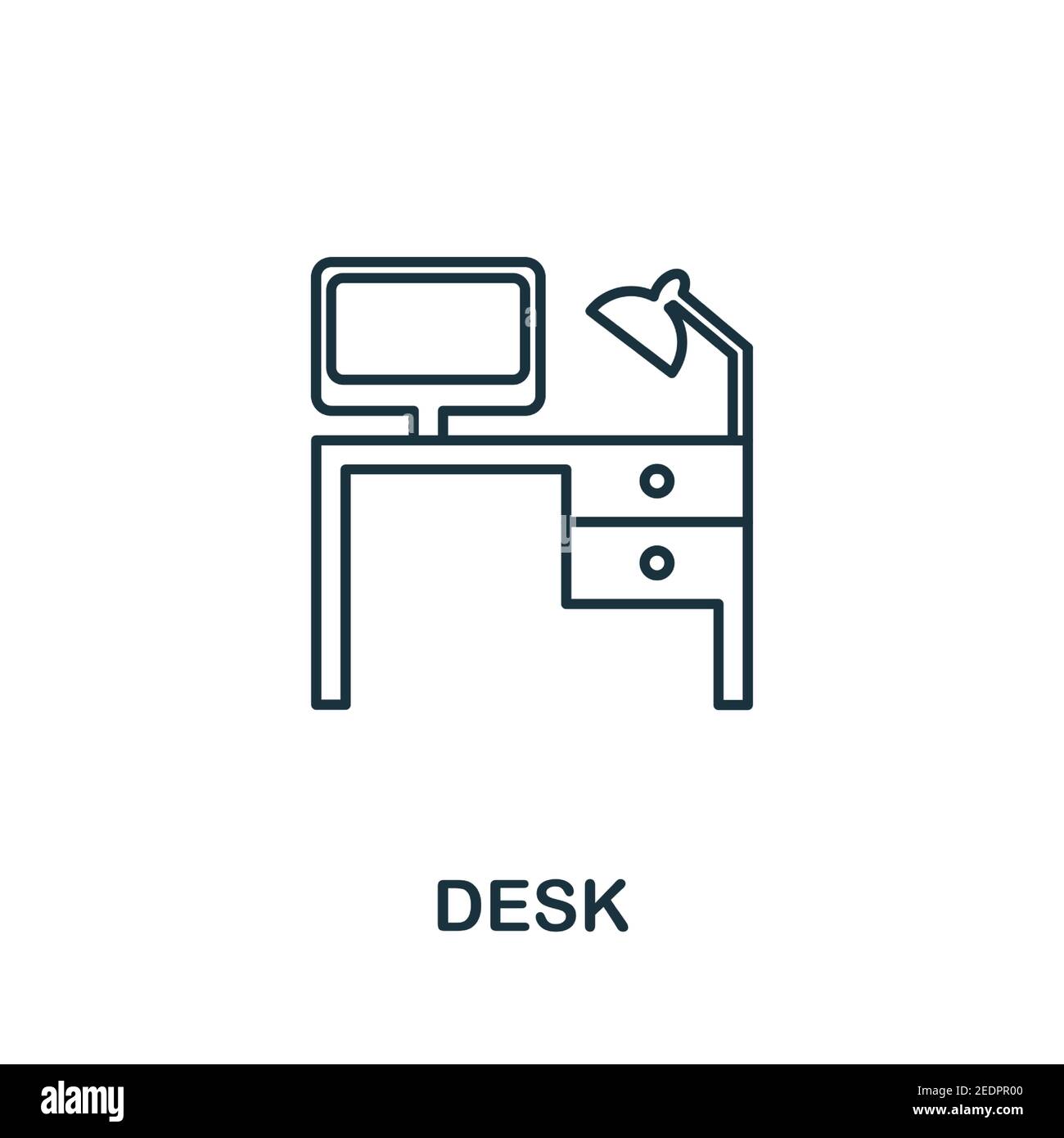 Desk icon. Simple illustration from furniture collection. Creative Desk ...