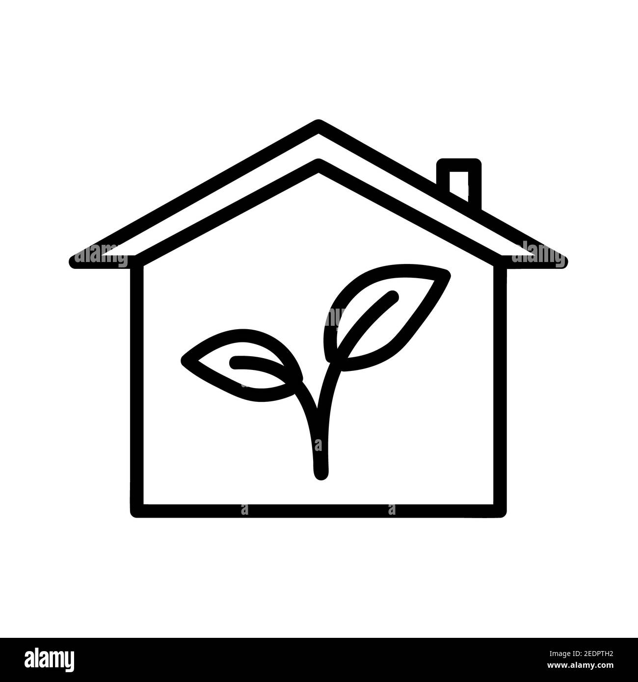 Green energy house flat icon. Pictogram for web. Line stroke. Isolated ...