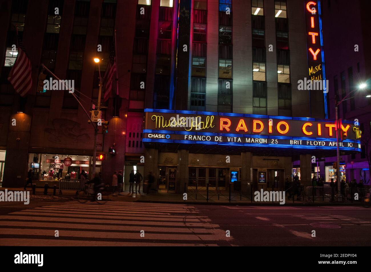 Radio city lit up neon signs New York Stock Photo - Alamy