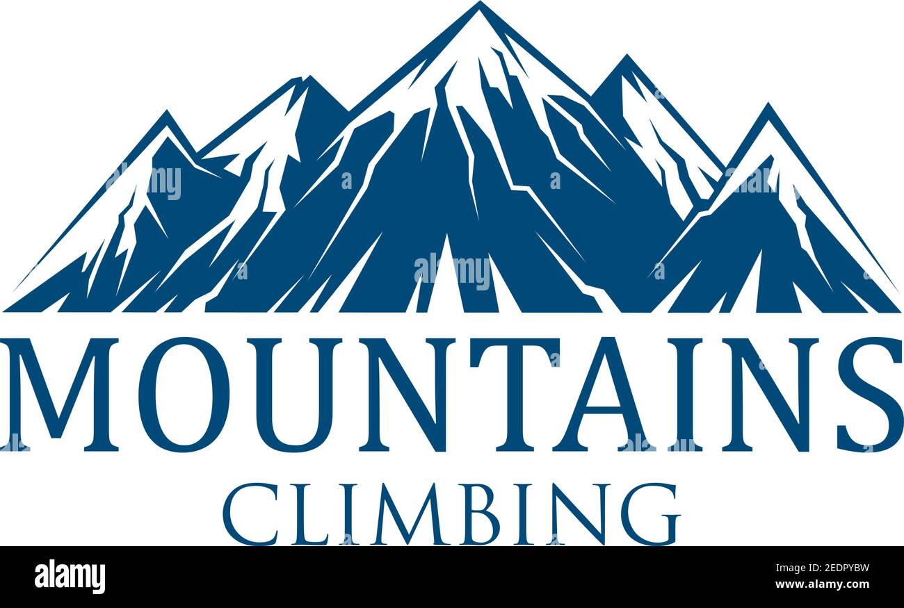 Climbing mountain sport vector icon for mountaineering or hiking ...
