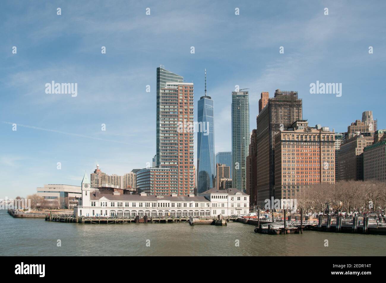 Freedom tower from waterside its other buildings New York manhattan ...