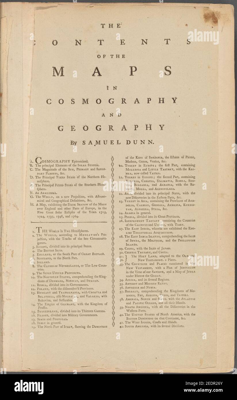 The contents of the maps in cosmography and geography by Samuel Dunn ...