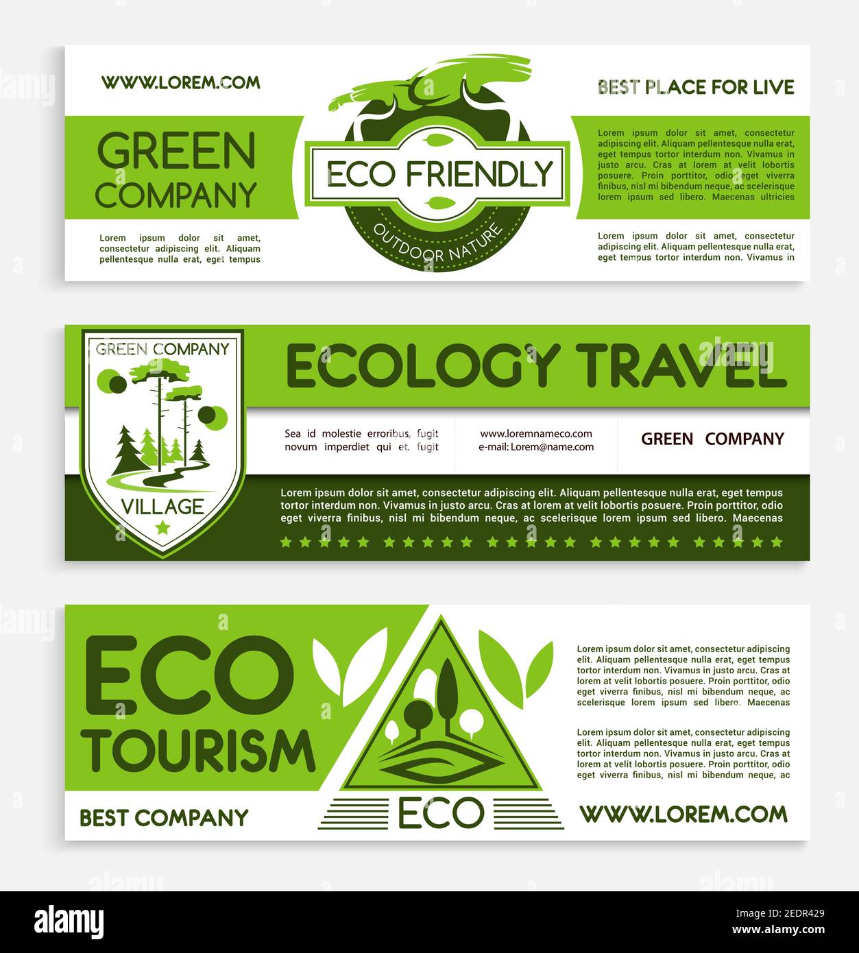 Travel and ecotourism banner template set. Ecology responsive travel ...