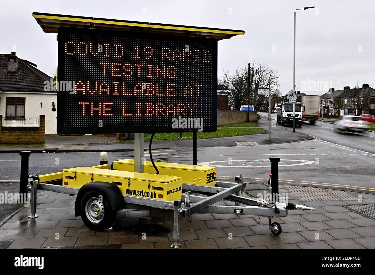 Rainham, United Kingdom. 15th Feb, 2021. Sinage for the new Covid-19 ...