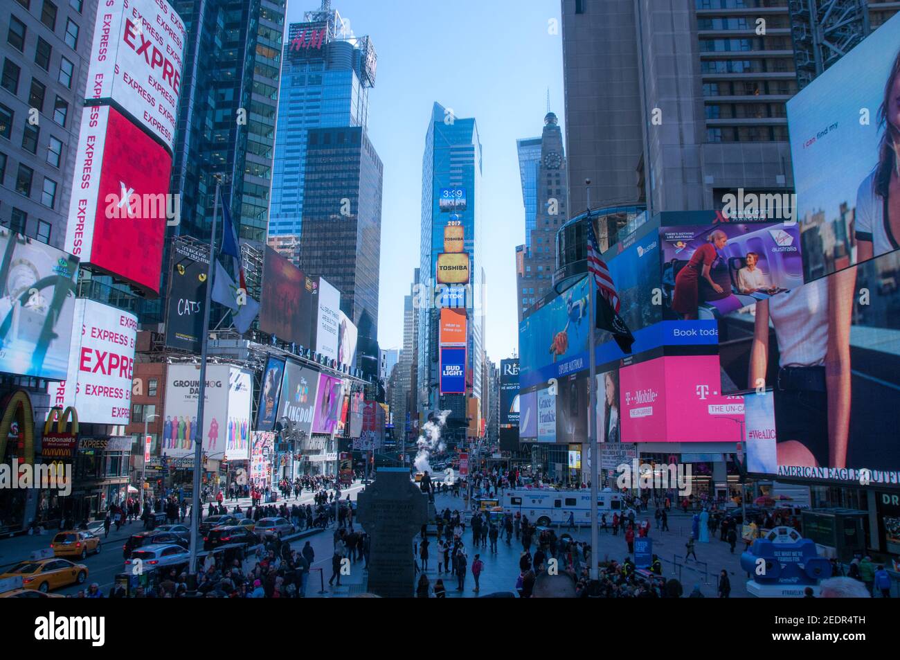 New york Times Square day light busy area Stock Photo - Alamy