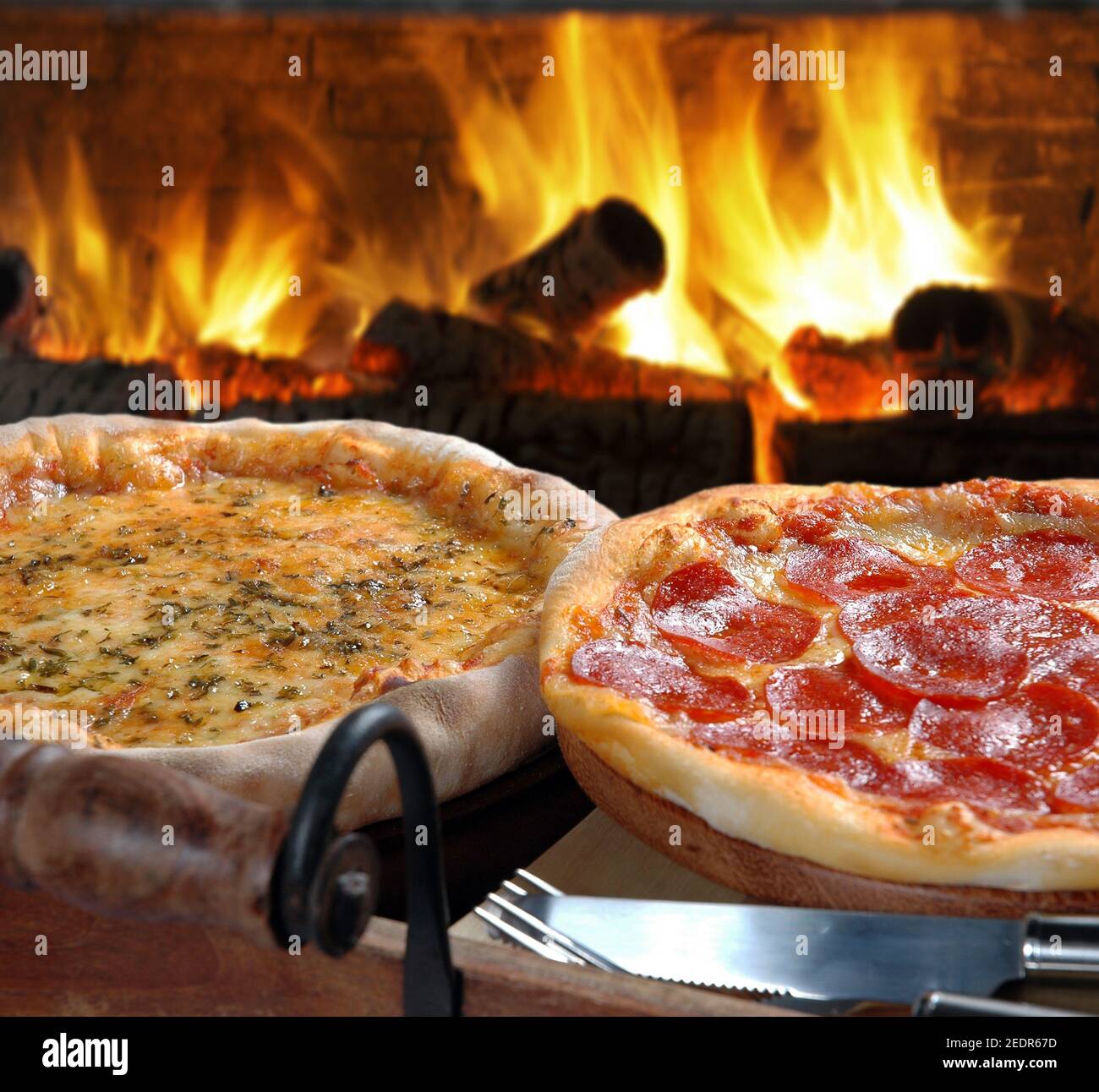 pizzas, pepperoni and cheese Stock Photo - Alamy