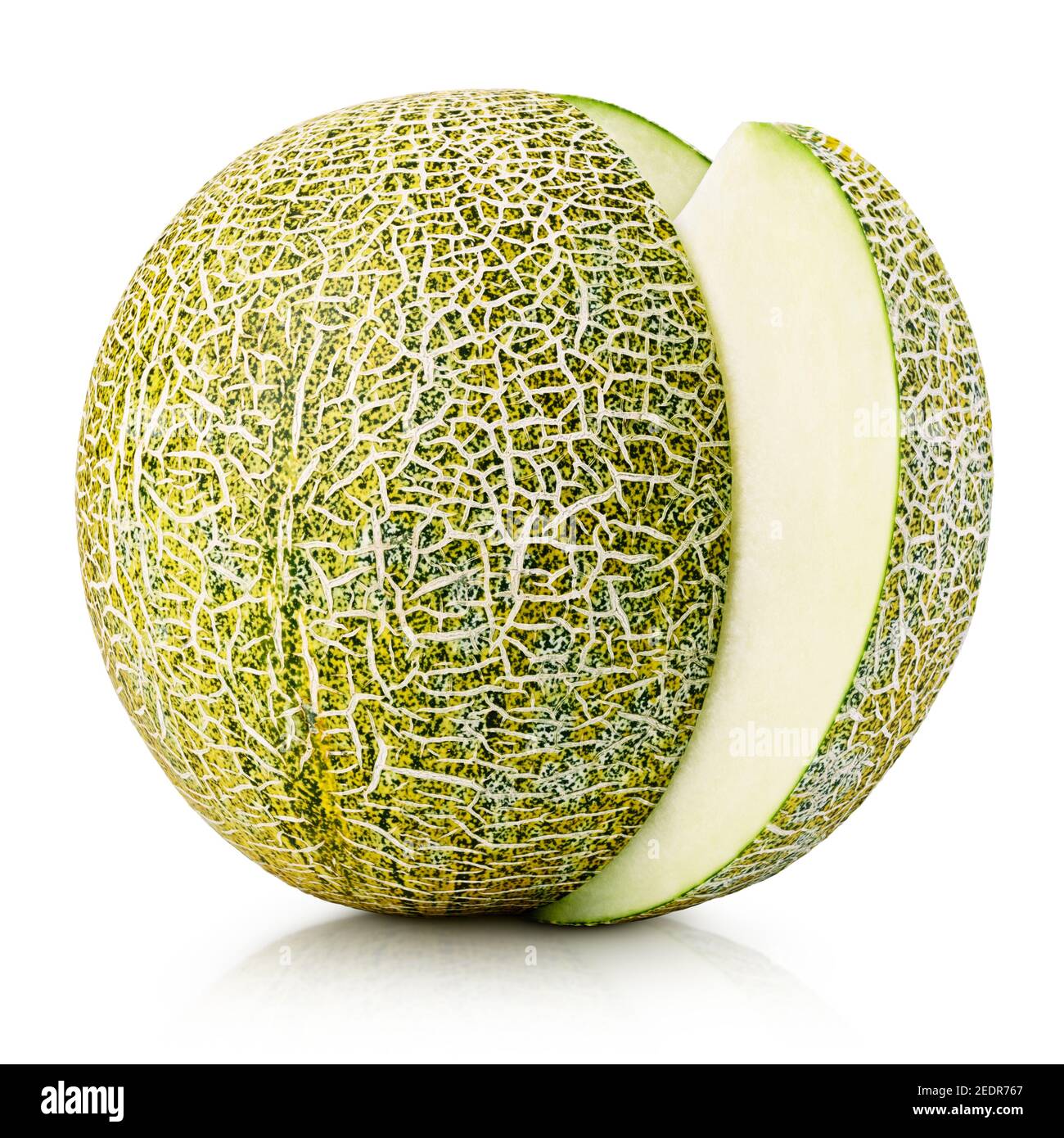 Ripe melon with slice isolated on white background with clipping path ...