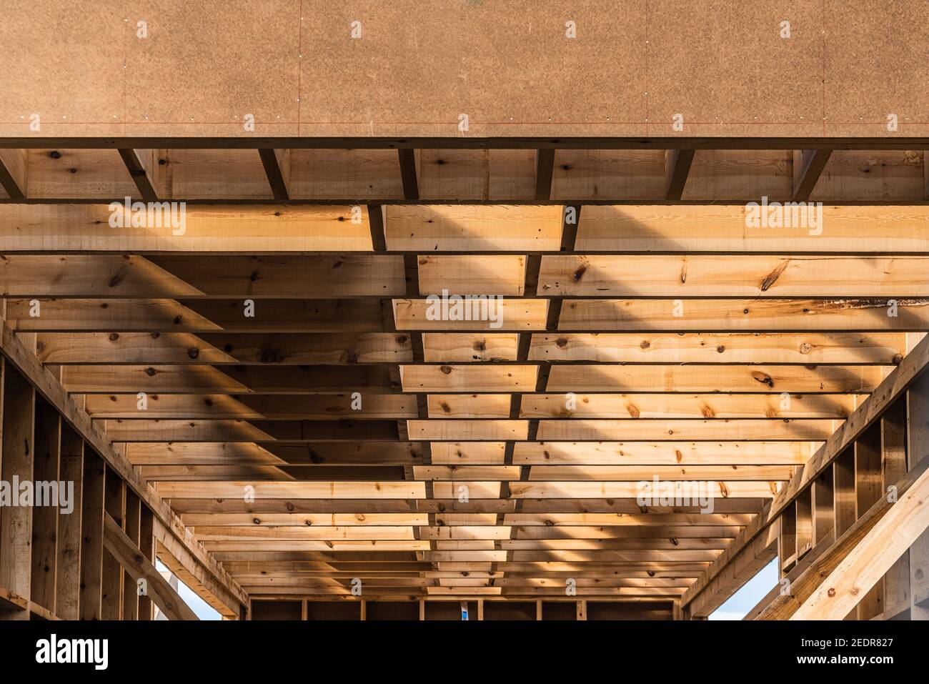 Construction of a sustainable wooden building, roof and walls without ...