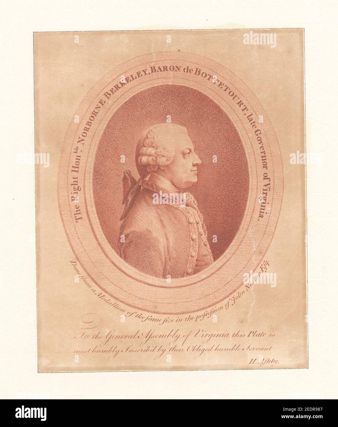 The Right Honble. Norborne Berkeley, Baron De Bottetourt, late Governor ...