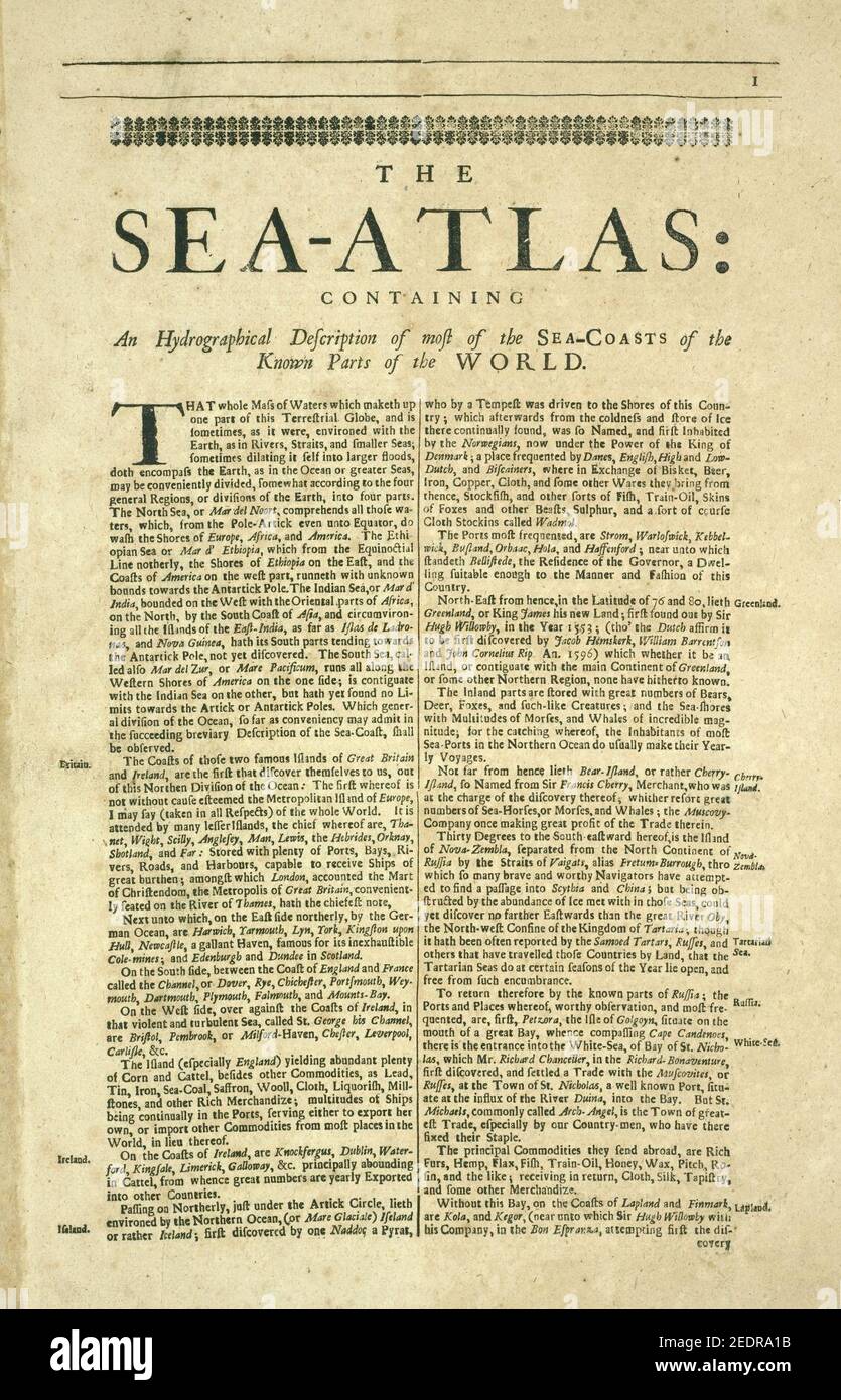 The Sea-Atlas- Containing an hydrographical Description of most of the ...