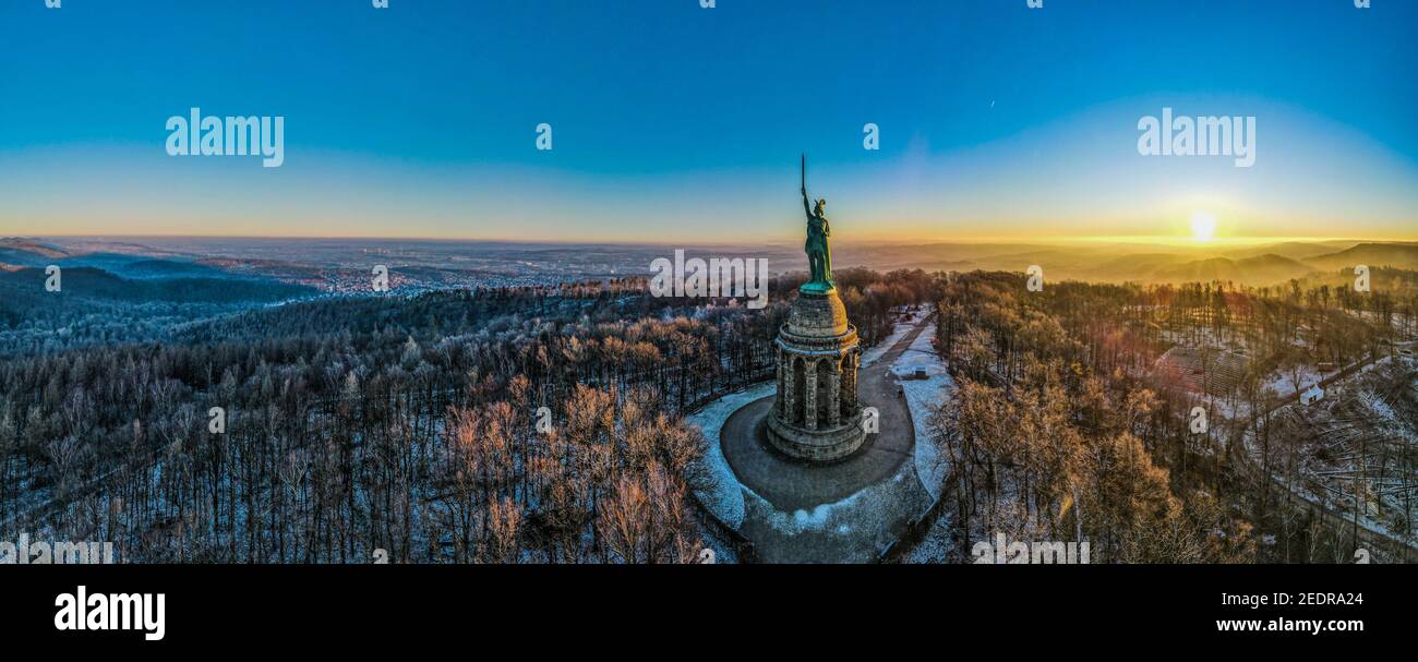 Aerial panoramic view of the famous Hermannsdenkmal - Hermann's ...