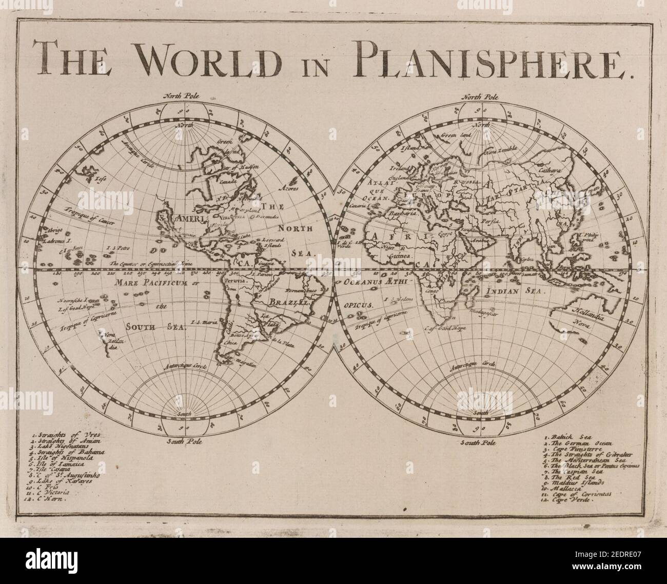 The world in planisphere Stock Photo - Alamy