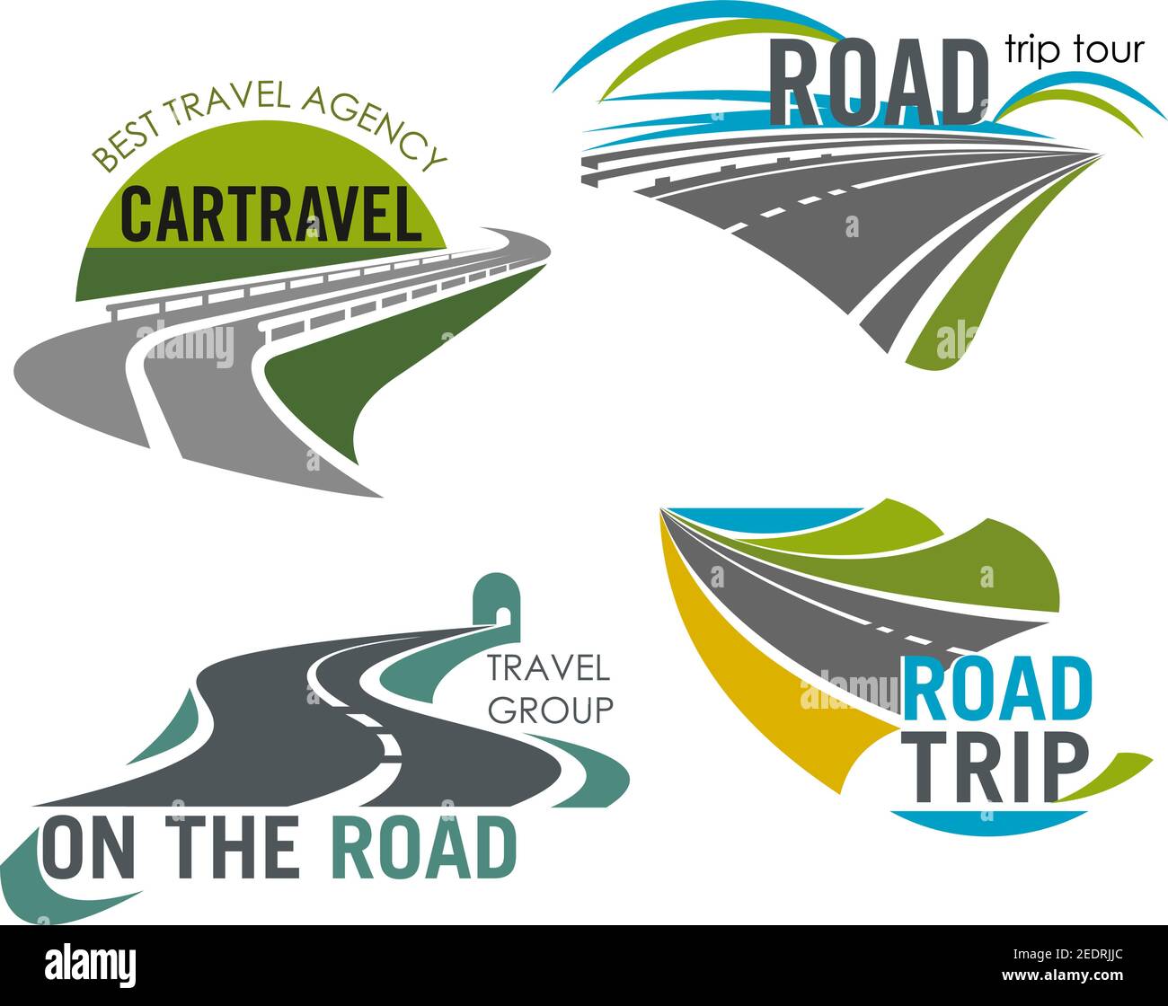 Travel trip icons set of roads for tour and tourist agency. Isolated ...