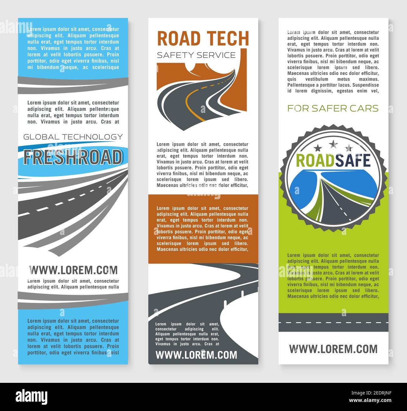 Road construction technology and service vector banner set for highway ...