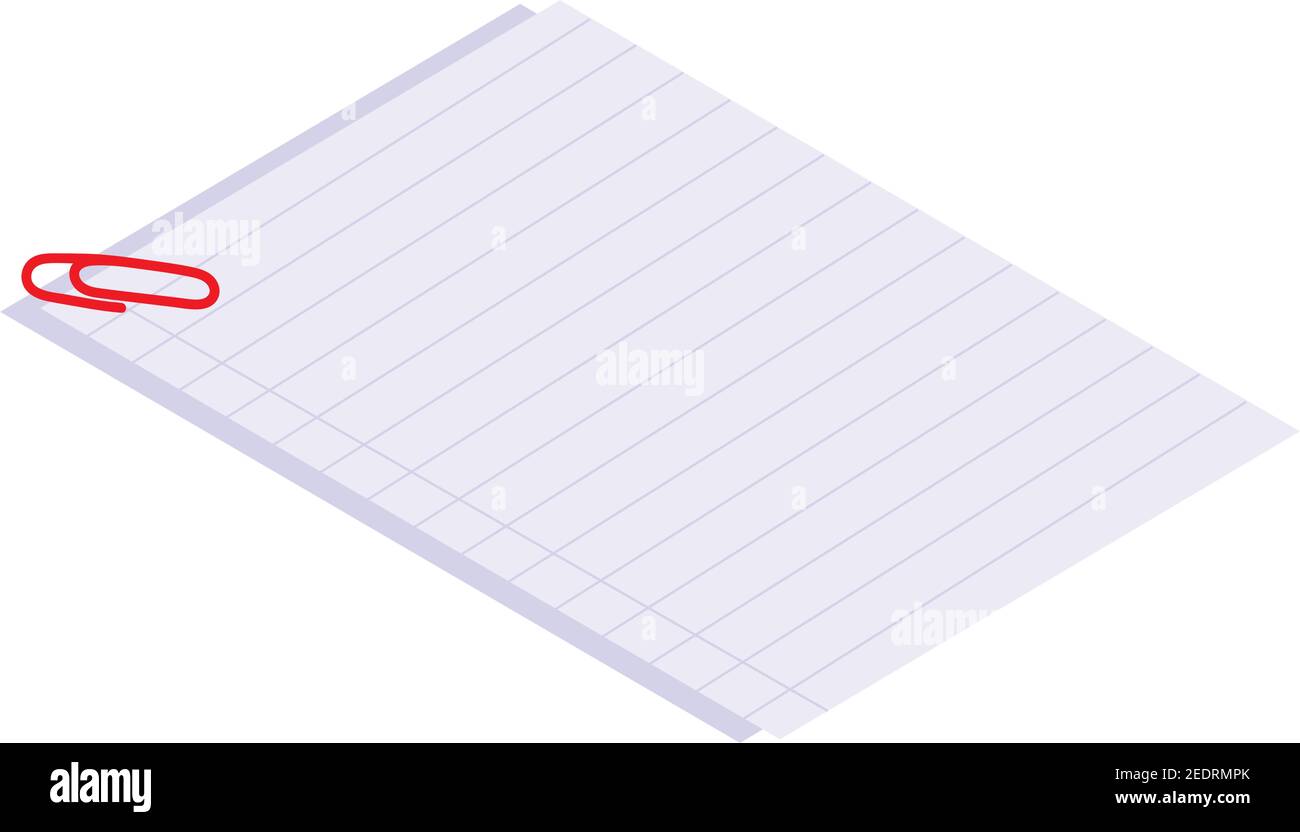 paper with note clip icon isometric style vector illustration Stock ...