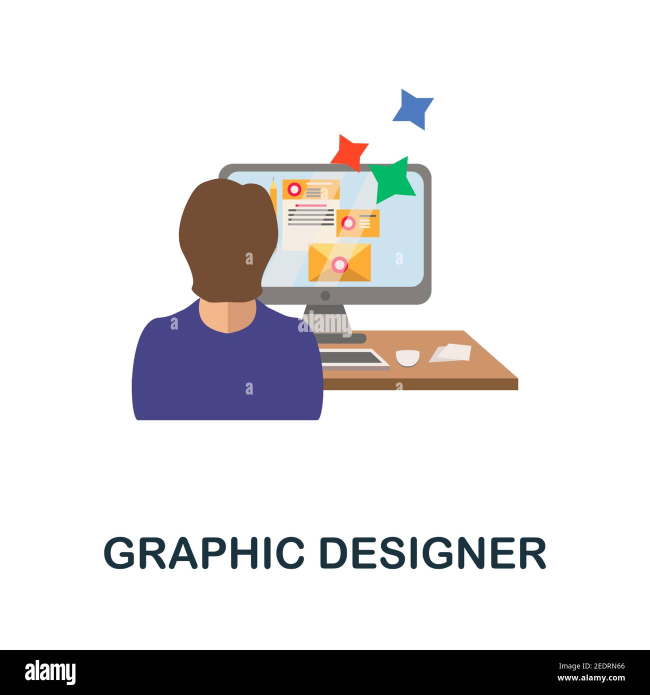 Graphic Designer Flat Icon Color Simple Element From Freelance