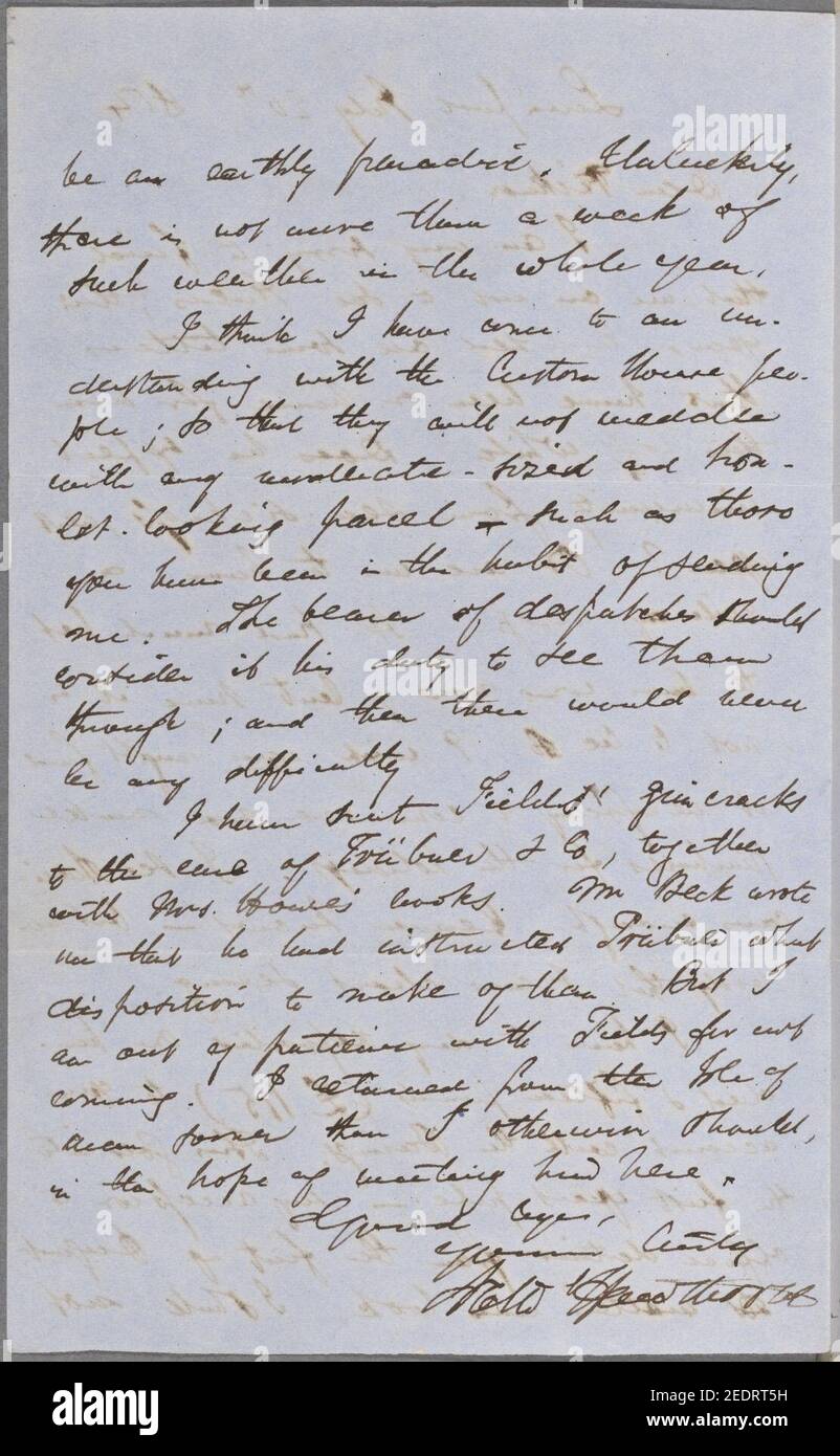 Ticknor, (William D.), ALS to. Jul. 20, 1854 Stock Photo - Alamy