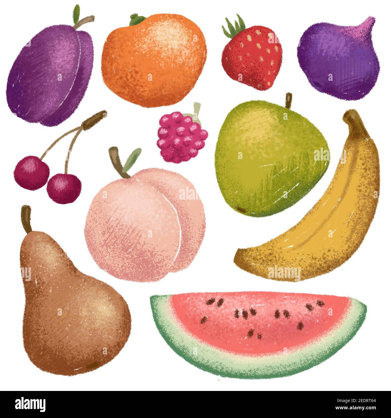 Textured fruits on white background. Seasonal fruit digital ...