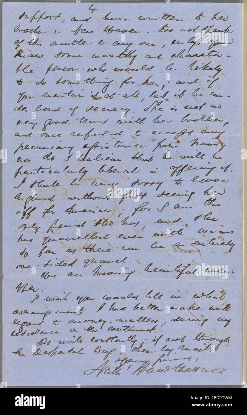 Ticknor, (William D.), ALS to. Jun. 19, 1857 Stock Photo - Alamy