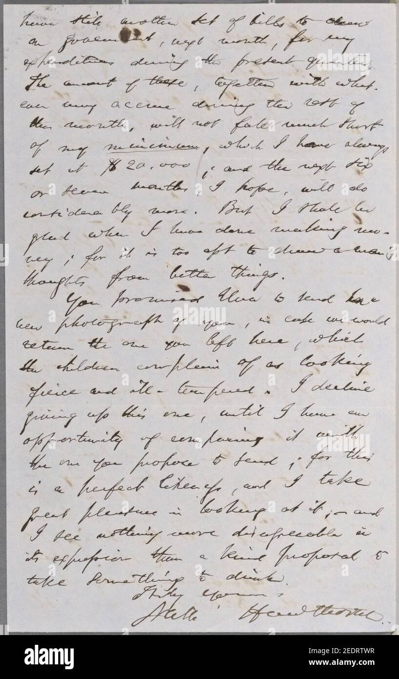 Ticknor, (William D.), ALS to. Jun. 9, 1855 Stock Photo - Alamy