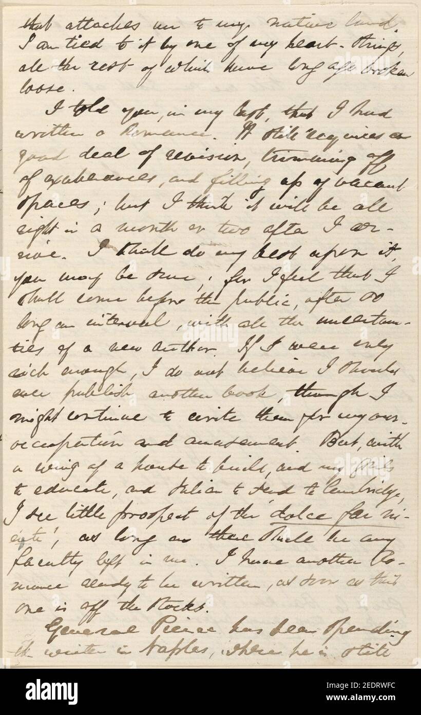 Ticknor, (William D.), ALS to. Mar. 4, 1859 Stock Photo - Alamy