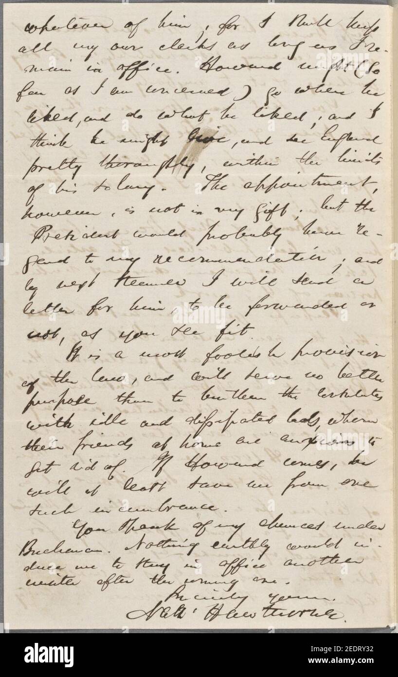 Ticknor, (William D.), ALS to. Nov. 6, 1856 Stock Photo - Alamy