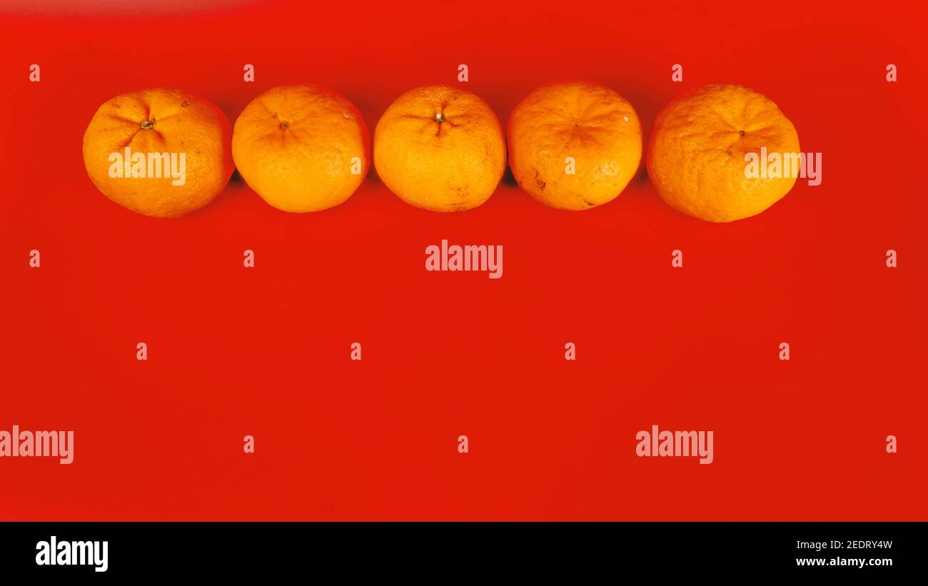 5 Mandarin oranges for Chinese New year celebration and decoration on ...