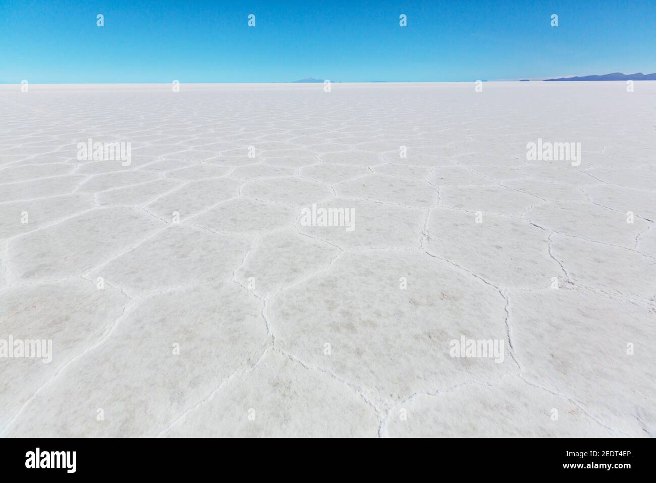 Landscape of the Uyuni Salt Flats at sunrise, Bolivia. Unusual natural ...