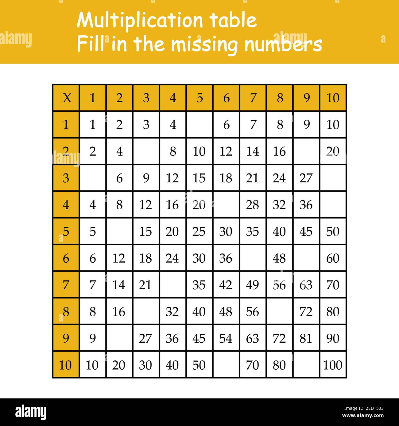 Multiplication Square. Paste the missing numbers. School vector ...