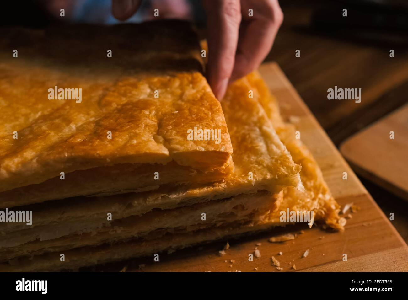 Golden layered puff pastry hi-res stock photography and images - Alamy