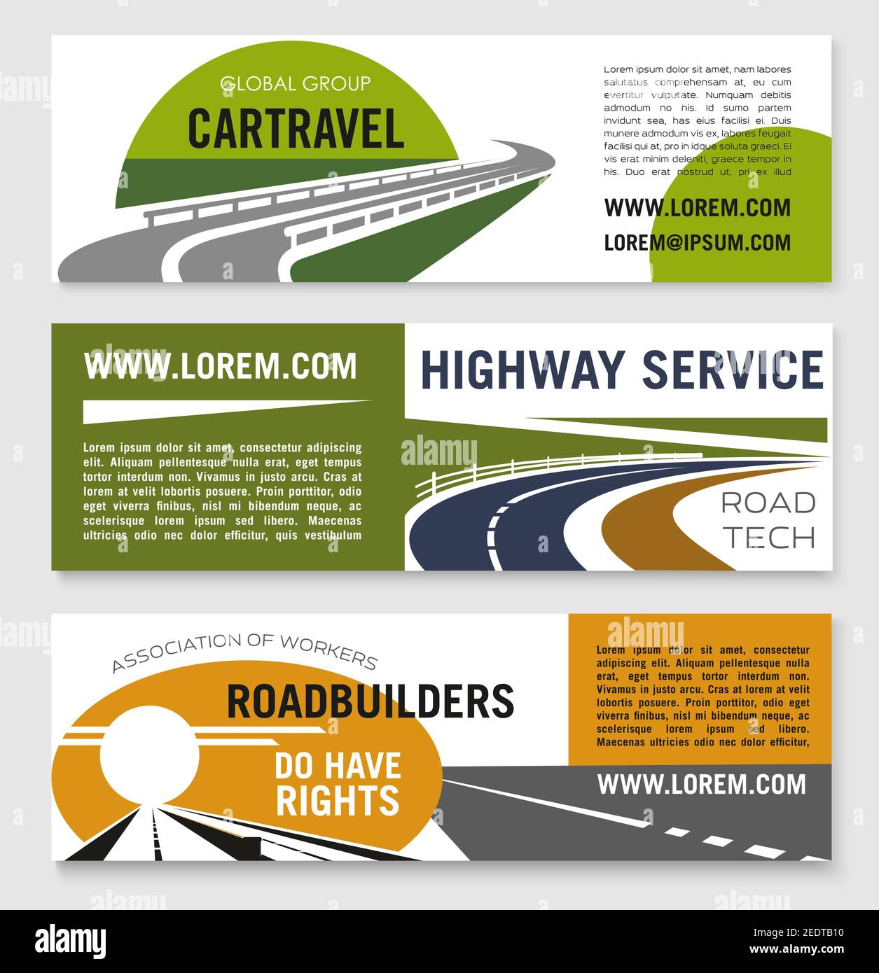 Highway service or road travel company vector banners set. Business ...