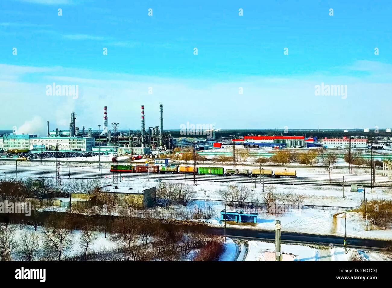 Oil refinery and petrochemical plant in winter Stock Photo - Alamy