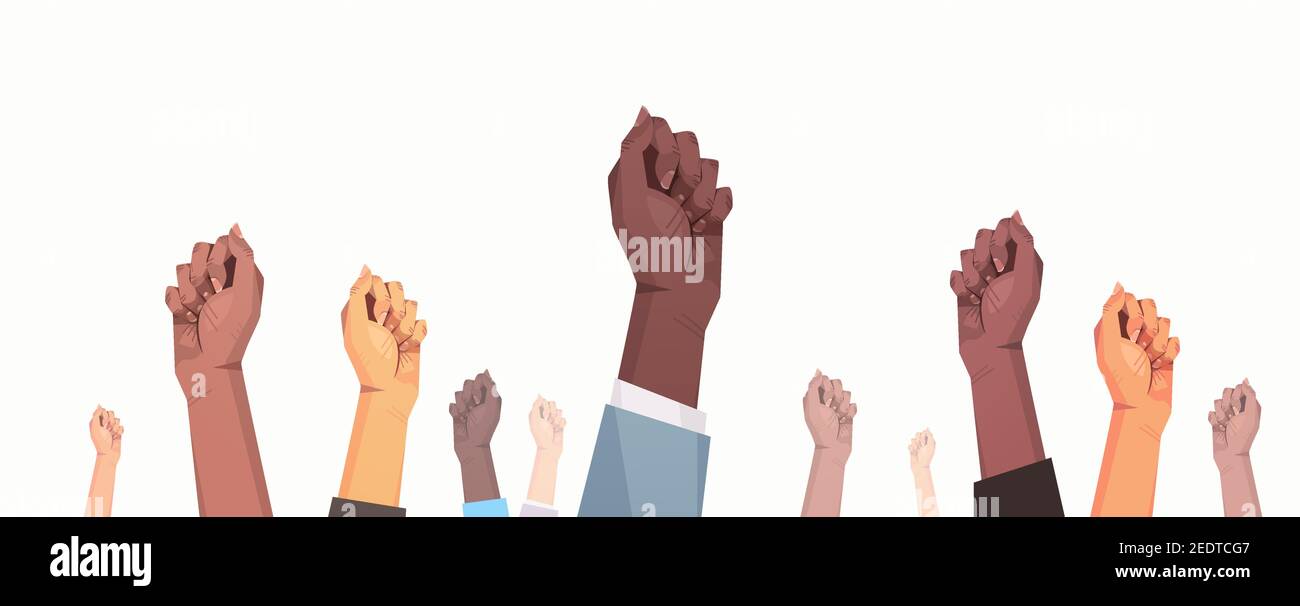 international womens day mix race raised fists strong girl power ...