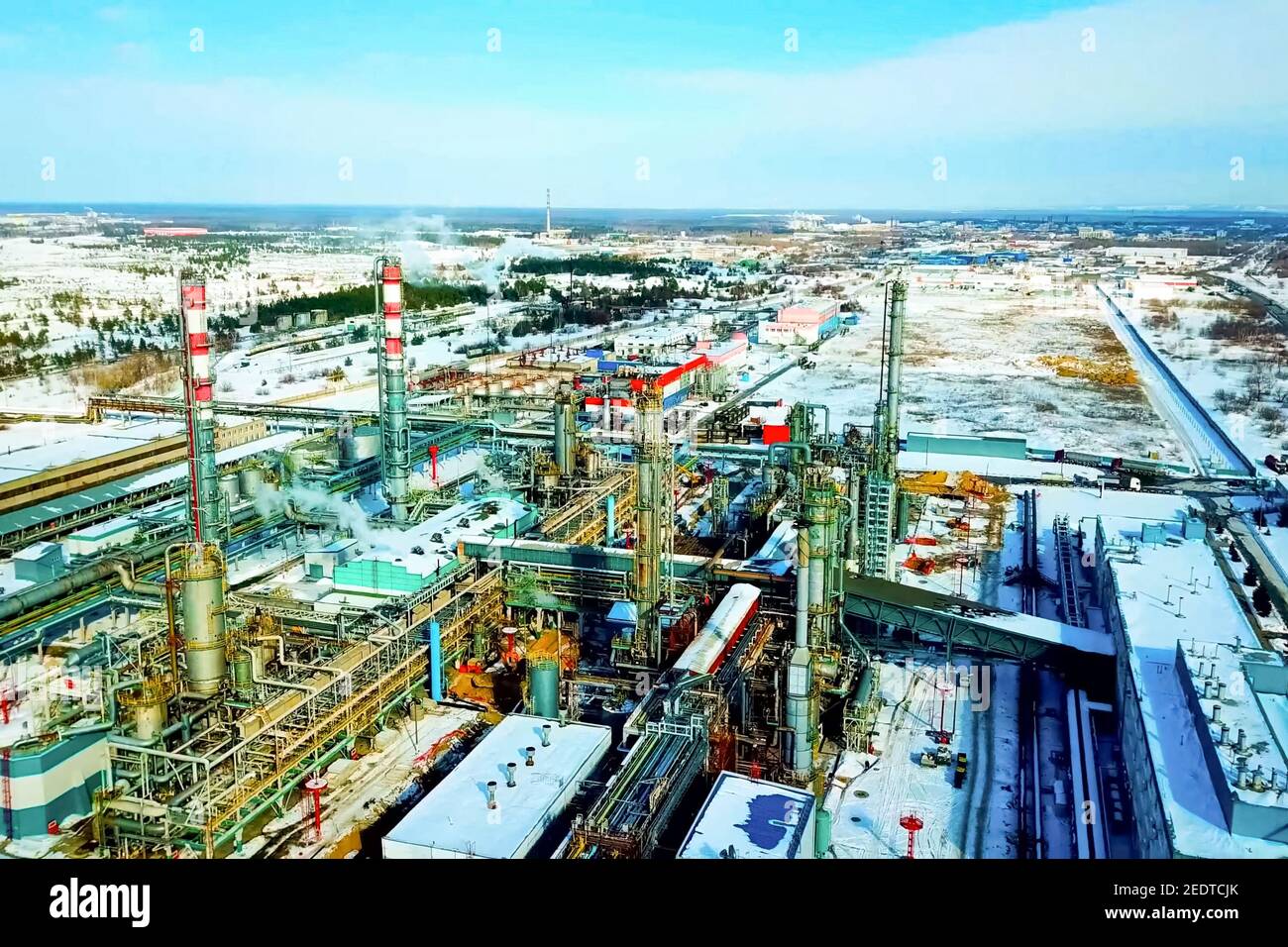 Oil refinery and petrochemical plant in winter Stock Photo - Alamy