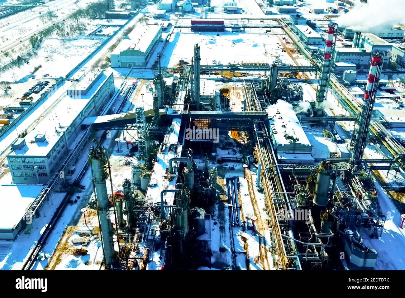 Oil refinery and petrochemical plant in winter Stock Photo - Alamy