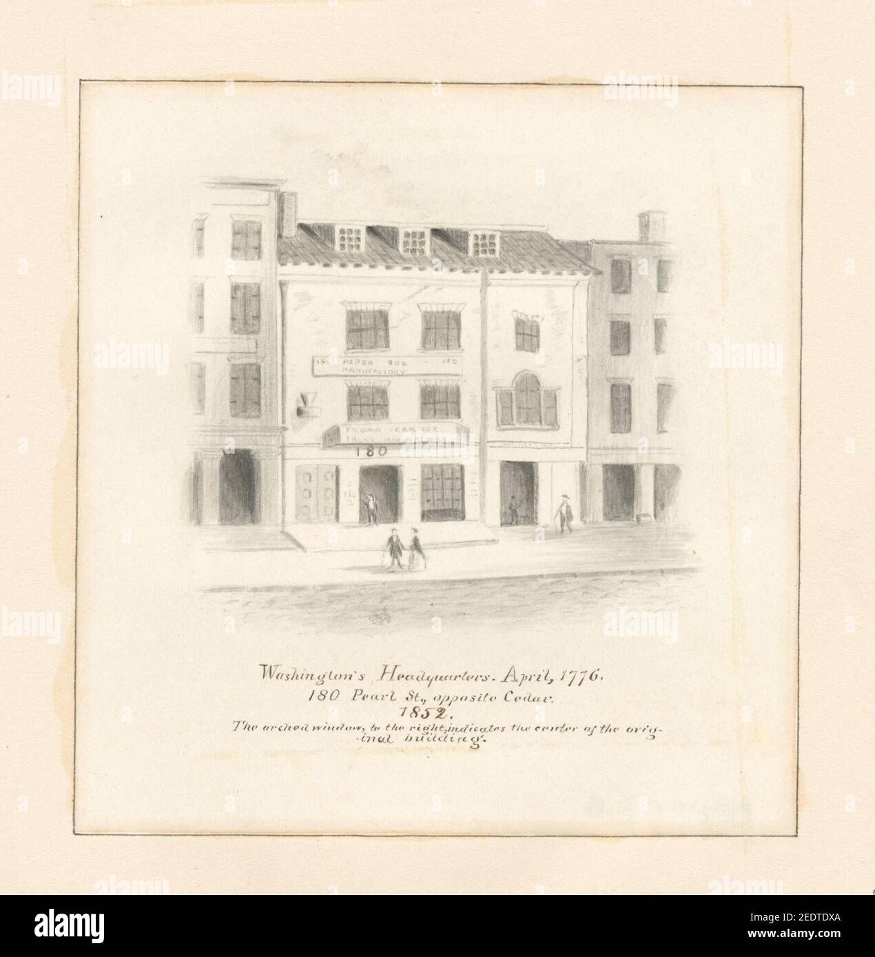 Washington's headquarters. April, 1776. 180 Pearl St., opposite Center ...