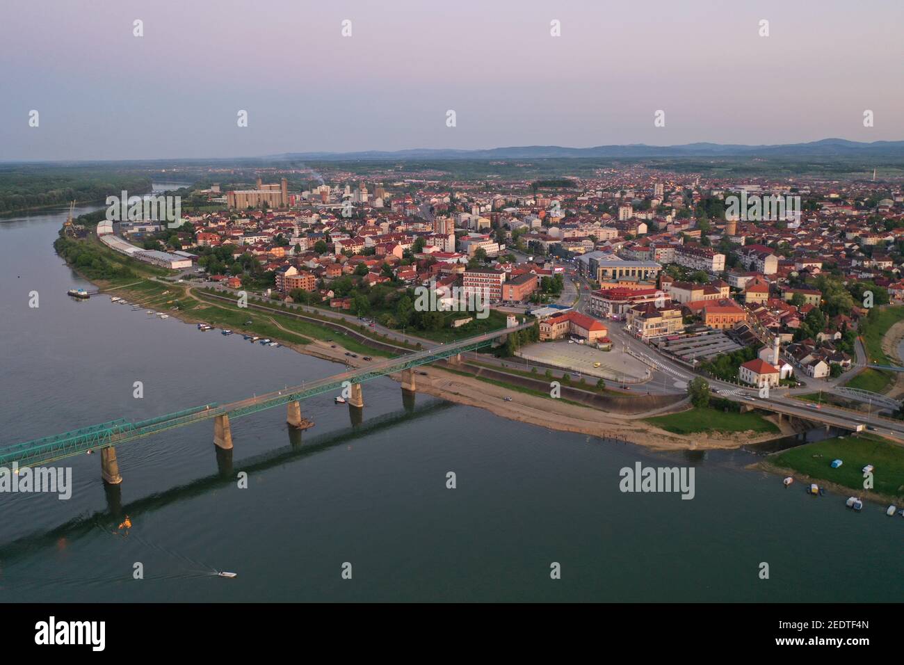 Beautiful Brcko cityscape with a bridge over the river in Bosnia and ...