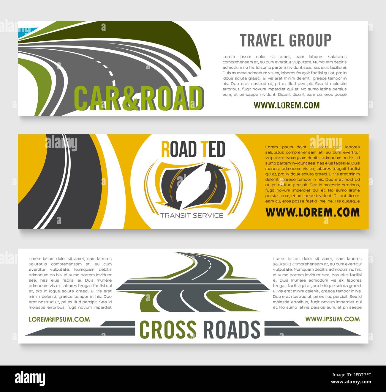 Road travel banners for transport service company group. Vector set of ...